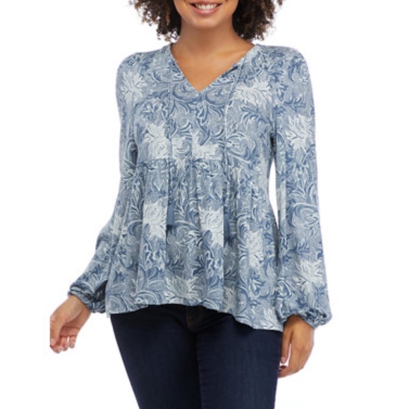 Wonderly | Tops | Nwt Wonderly Belk Womens Xxl Blue Floral Boho ...